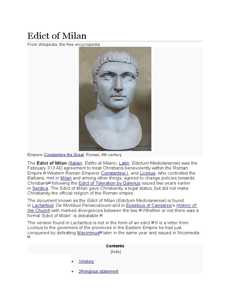 Edict of Milan | Ancient Christianity | Ancient Mediterranean Religions