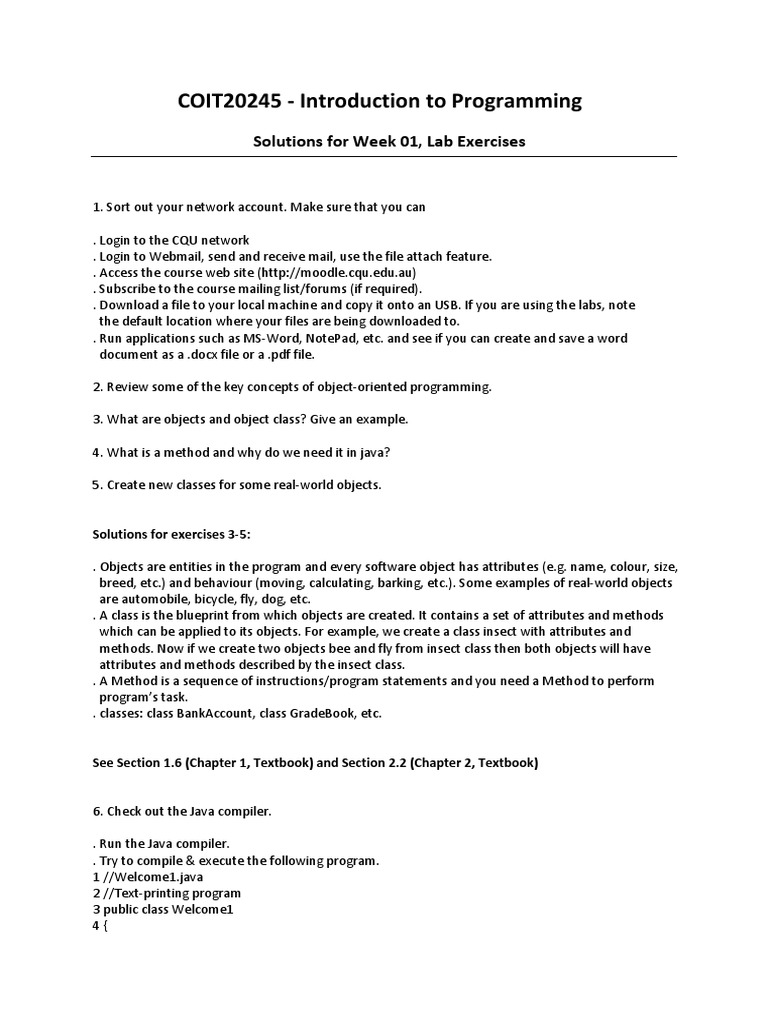 Lab Week 1 Solution | PDF
