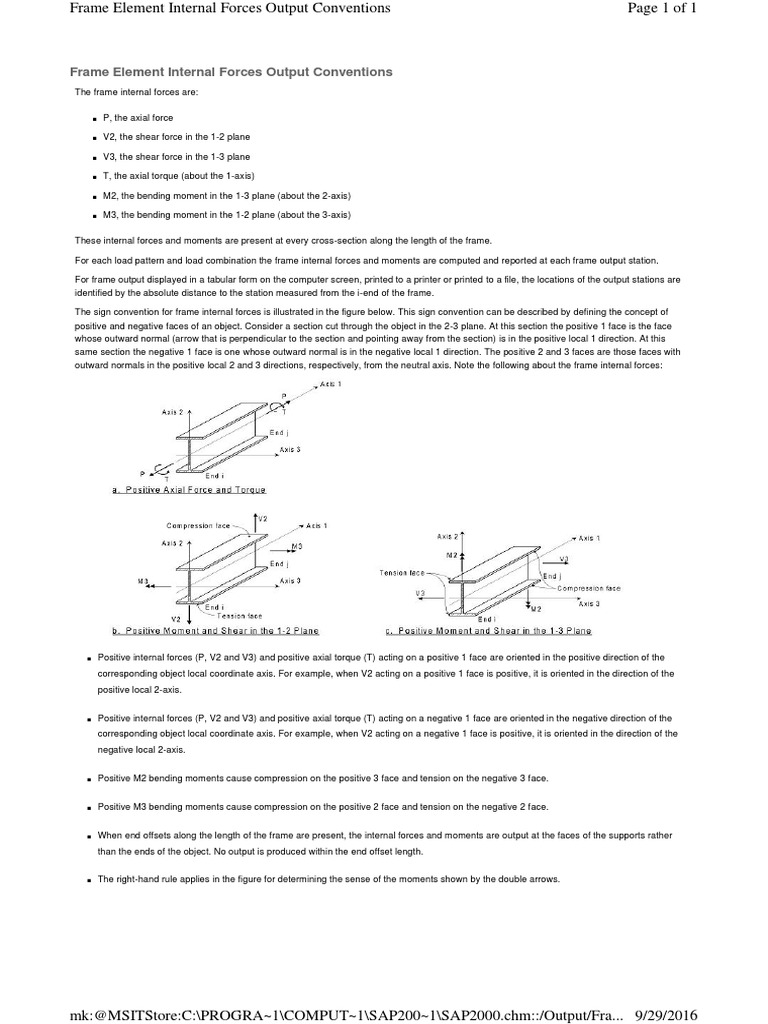 Axial Force Sign Convention in Frames | PDF | Bending | Cartesian ...