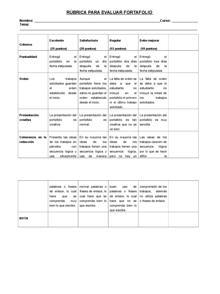 R Brica para Evaluar Fortafolio | Descargar gratis PDF | Science | Ciencia y Tecnología
