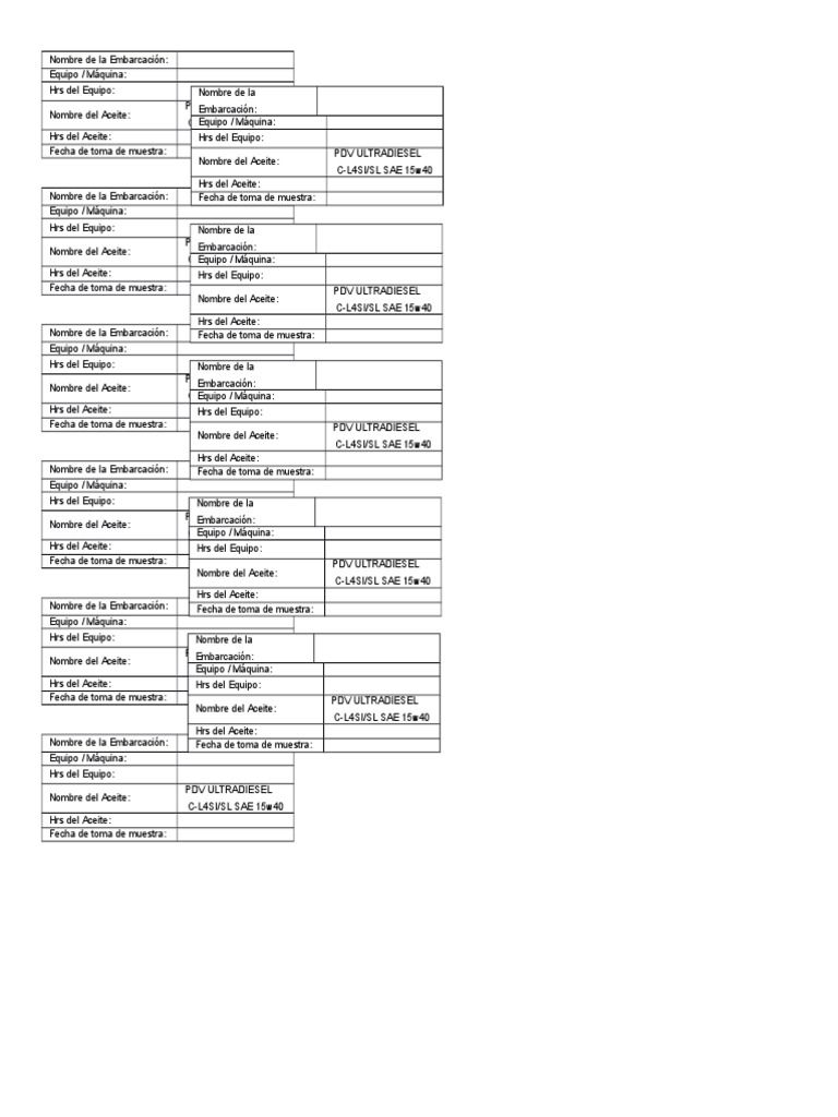 Formato para Muestras de Aceite | PDF