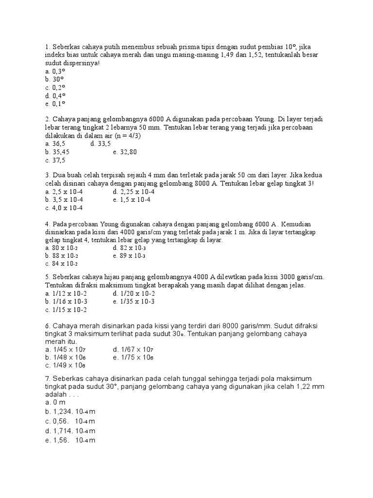Soal Optik Fisis | PDF