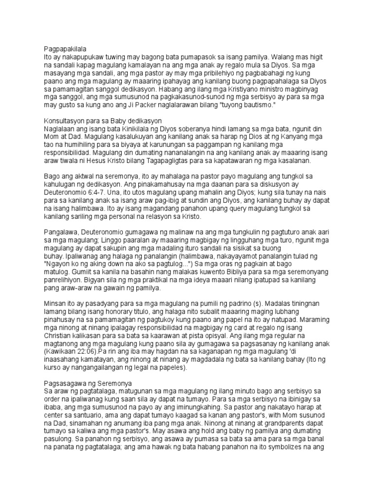 Child Dedication (Tagalog)