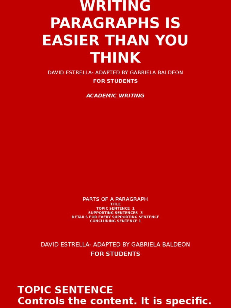 Writing A Paragraph For Students | PDF