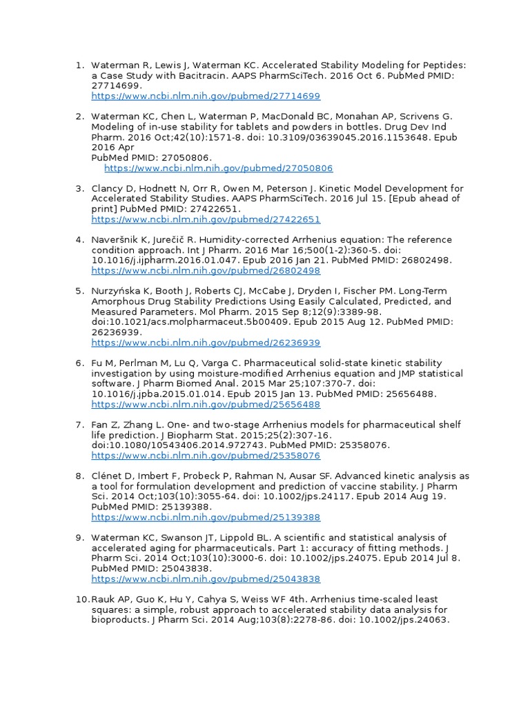 Accelerated Stability Modeling in Pharmaceuticals | PDF | Science ...