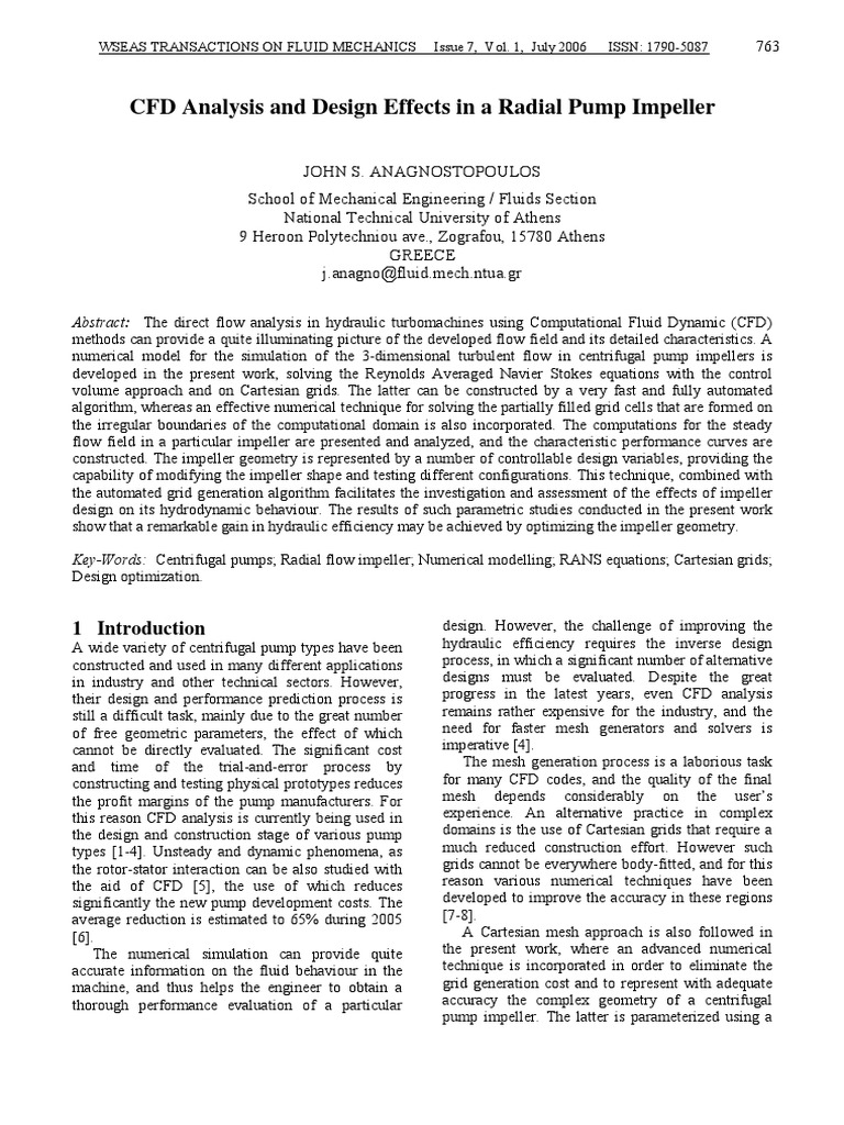 CFD analysis improves radial pump impeller design | PDF | Computational ...