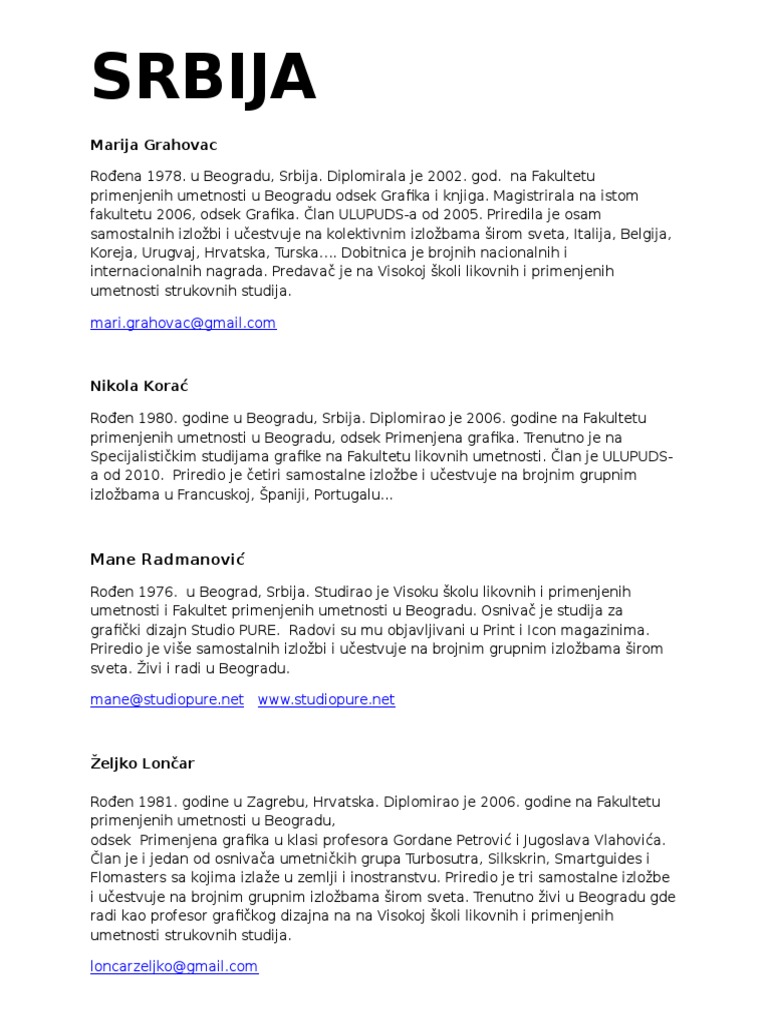 Biografije Srbija I Bosna | PDF