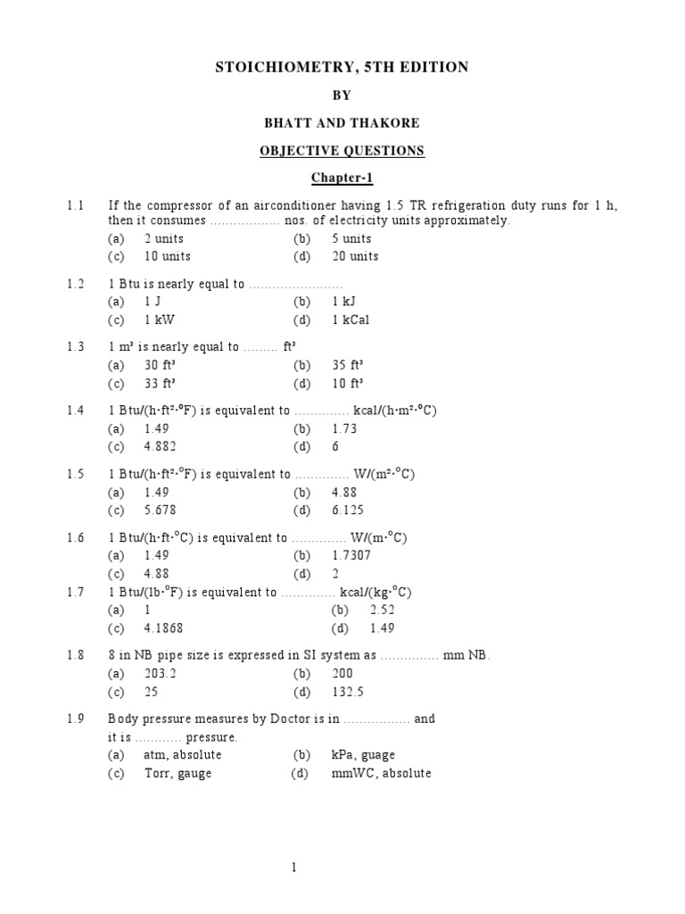 Objective Type Questions With Answers | PDF | Distillation | Combustion