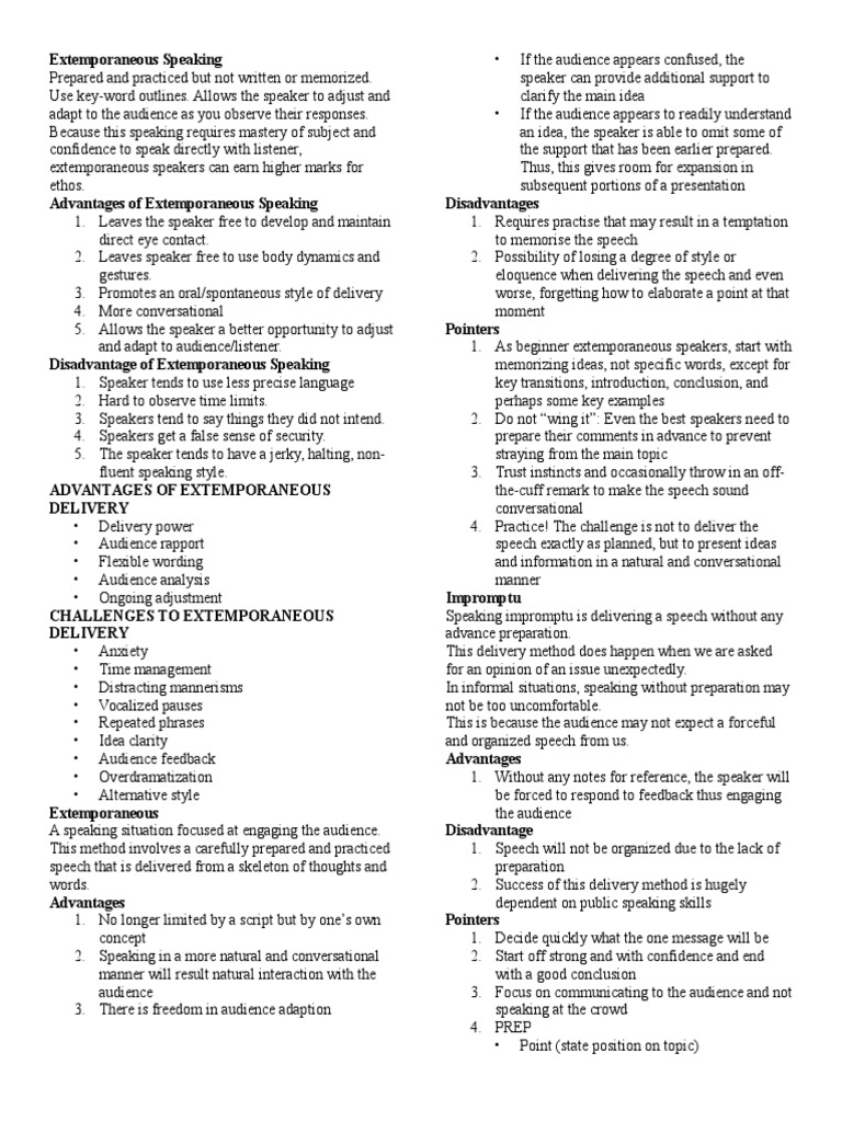 Extemporaneous Speaking | PDF