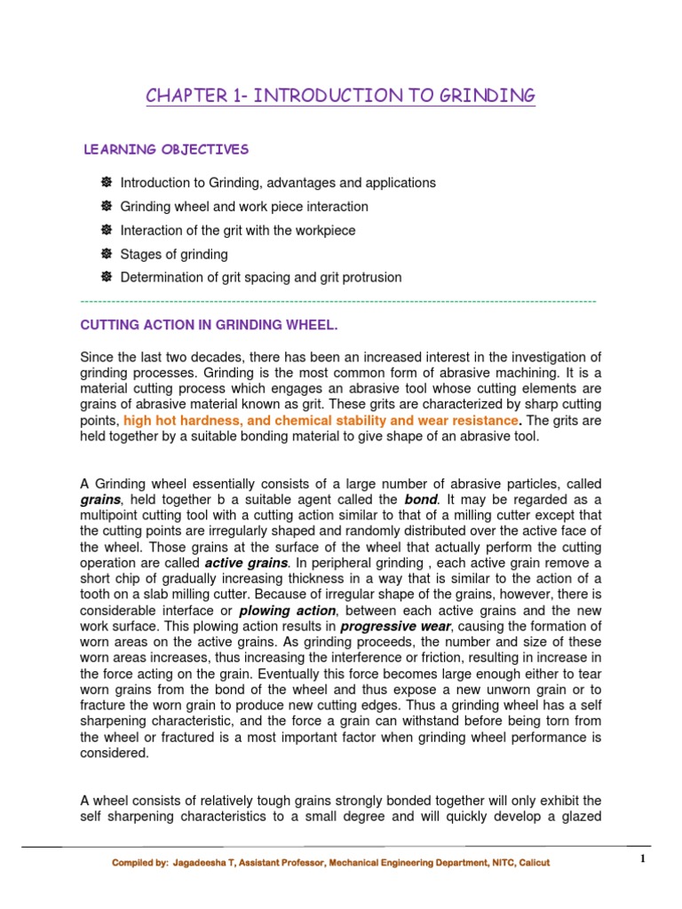 Chapter1 Introduction To Grinding | PDF | Grinding (Abrasive Cutting ...