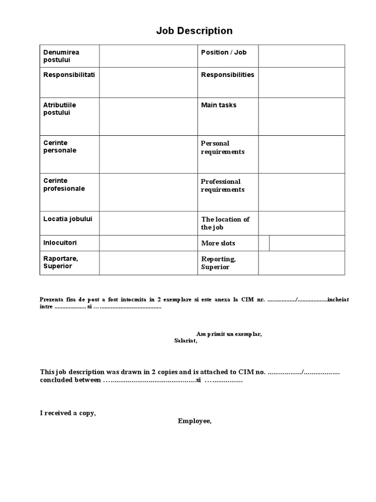 Template Job Description | PDF