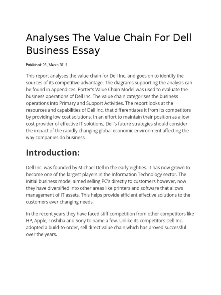 DEll Value Chain | PDF | Dell | Value Chain