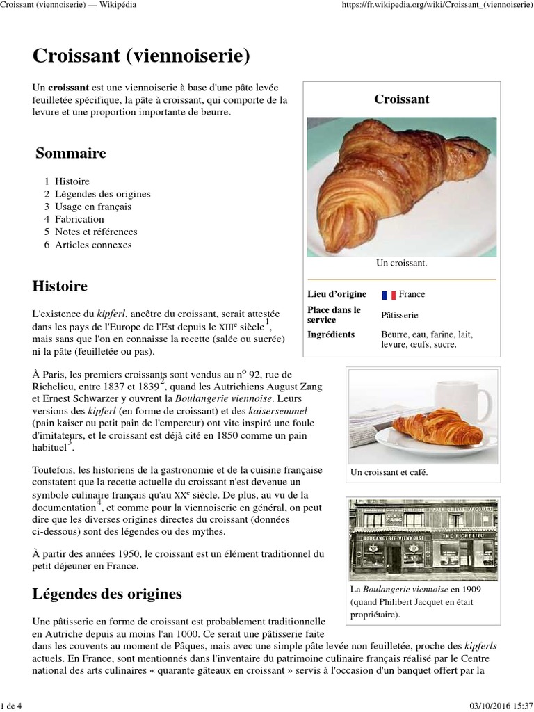 Croissant (Viennoiserie) — Wikipédia | Cuisine de l'ouest | Nourriture ...