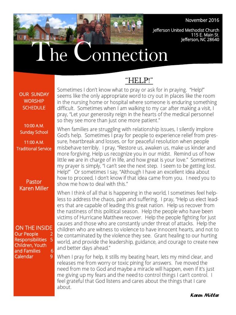 November 2016 Newsletter | PDF | United Methodist Church | Prayer