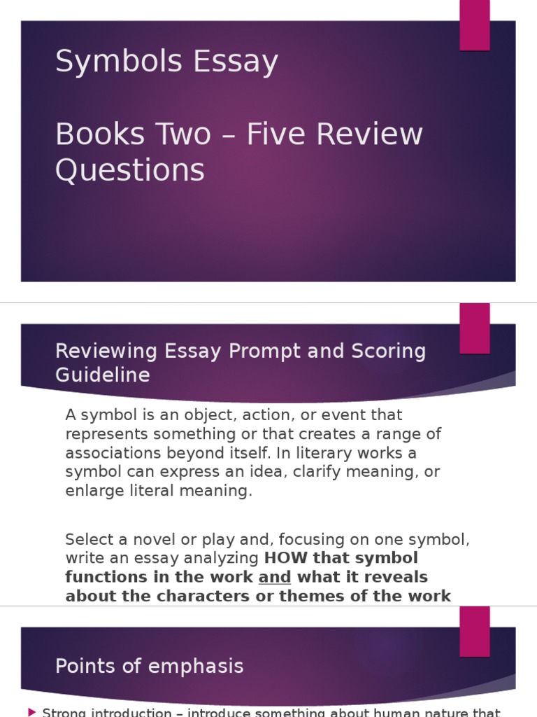 Symbols Essay Books Two - Five Review Questions | PDF