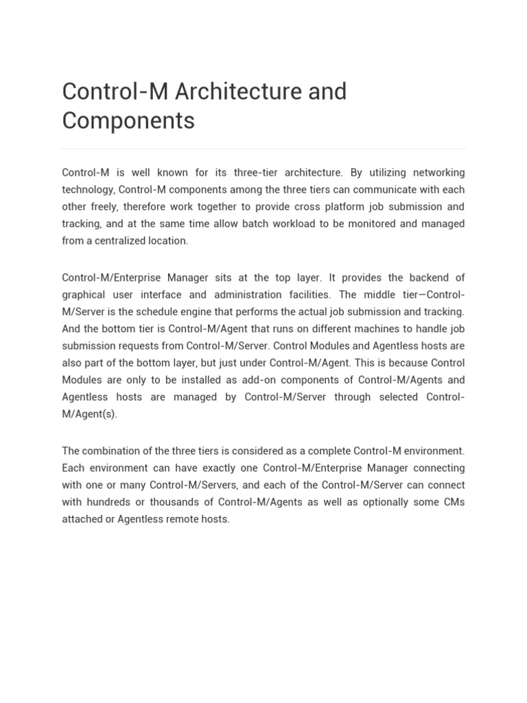 Control-M Architecture Overview | PDF | Common Object Request Broker ...