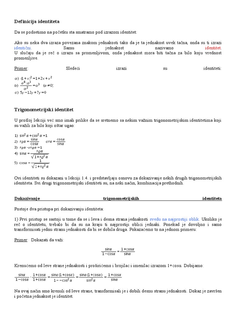 Definicija Identiteta | PDF