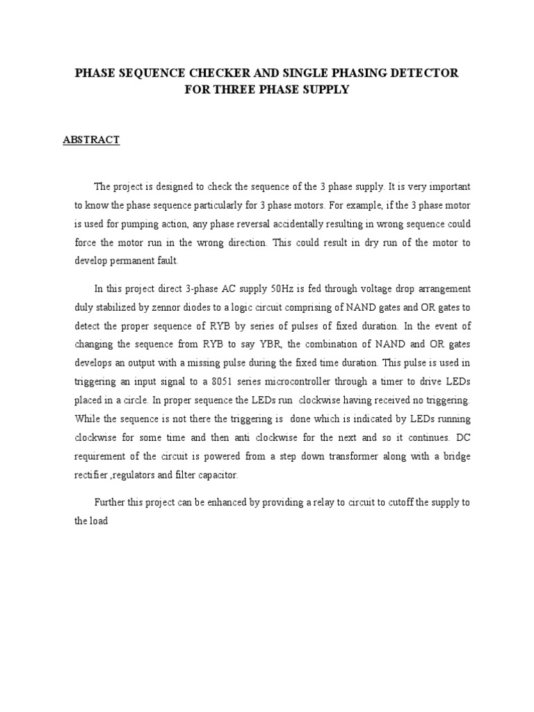 Phase Sequence Checker For Three Phase Supply - 10000 | PDF | Rectifier | Logic Gate
