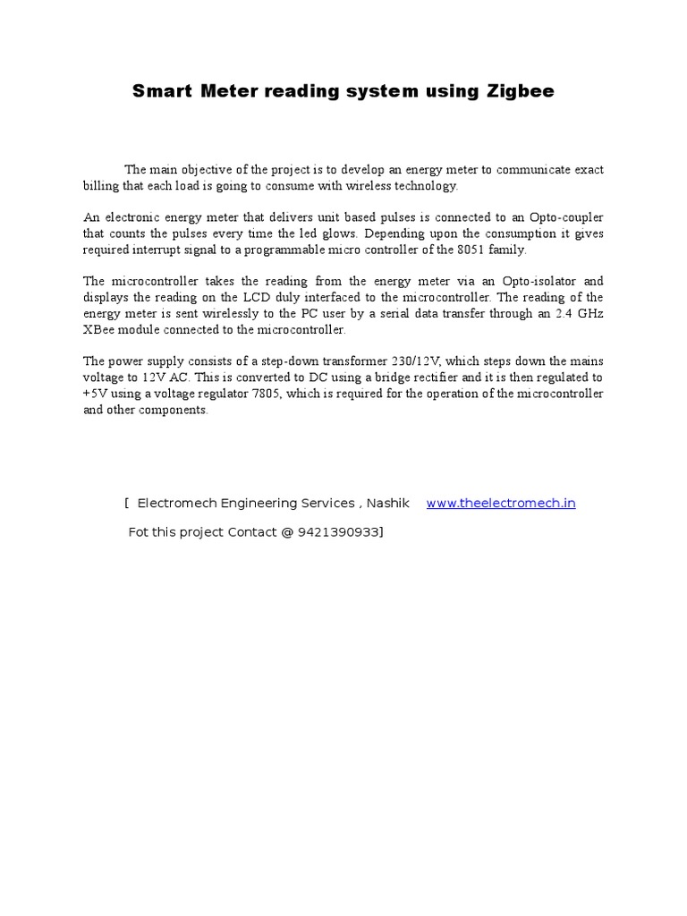 Smart Meter Reading System Using Zigbee | PDF | Science & Mathematics ...