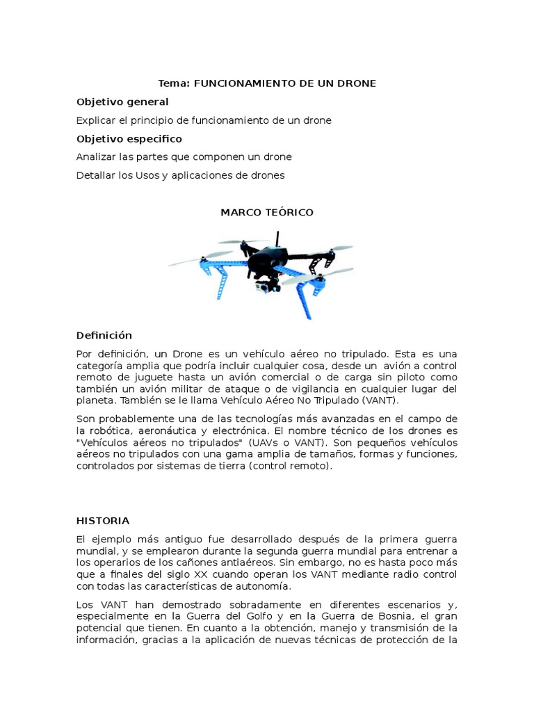 Dron Funcionamiento | PDF | Vehículo aéreo no tripulado | Informática y ...