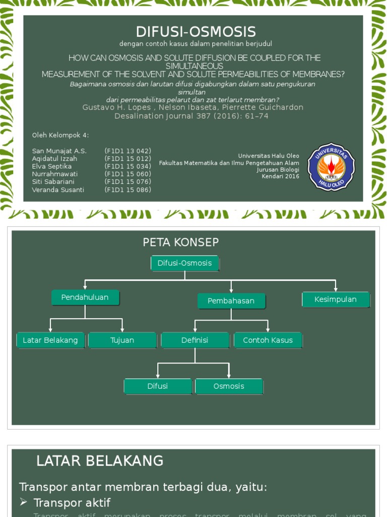 Presentasi Jurnal Osmosis-Difusi | PDF