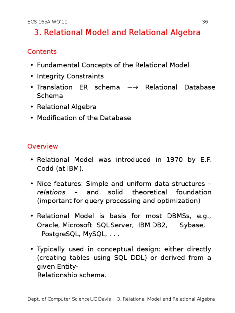 Relational Model Dan Relational Algebra | PDF | Relational Model | Sql