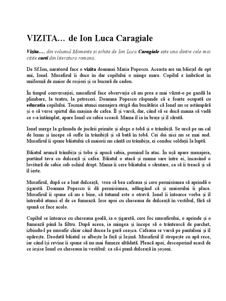 VIZITA de I.L.caragiale | PDF