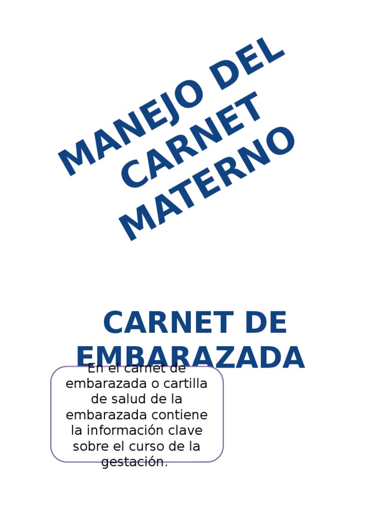 Manejo del Carnet de Embarazada | PDF | Parto | Partería
