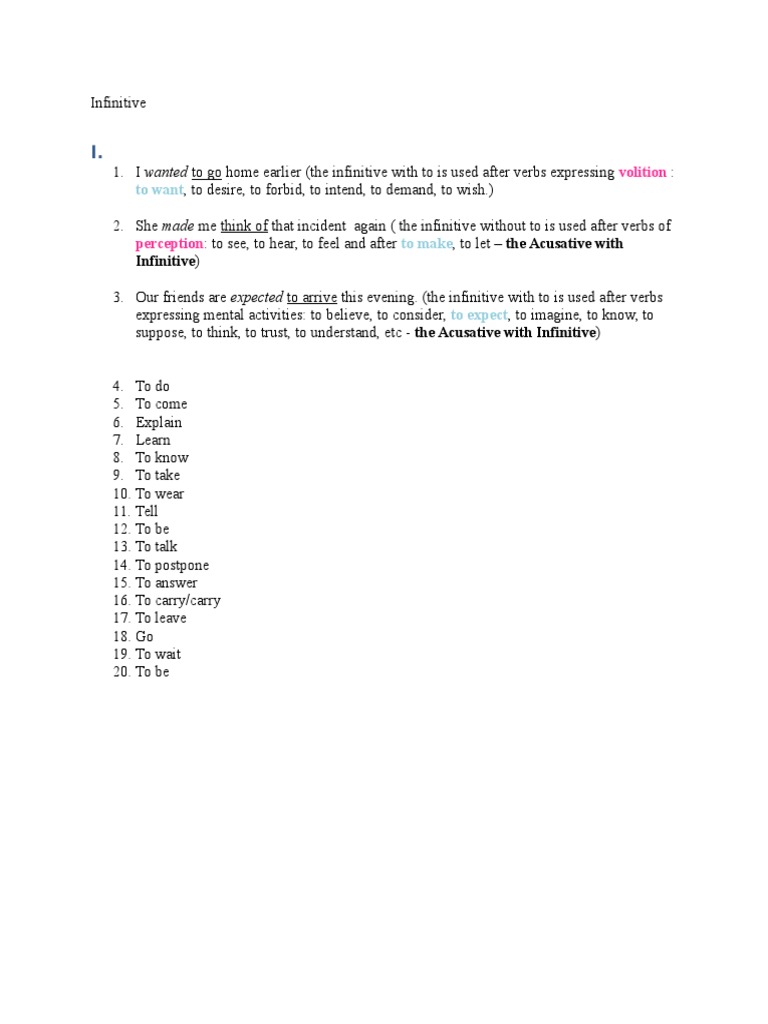 Infinitive | PDF | Language Arts & Discipline | Foreign Language Studies