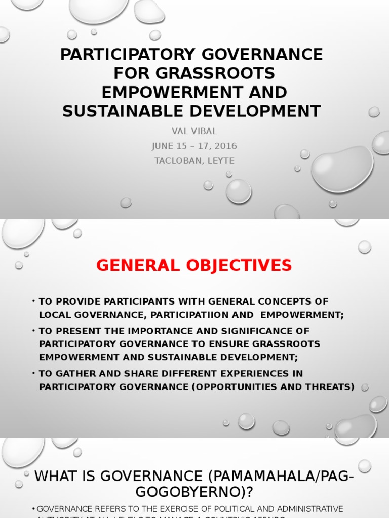 Participatory Governance For Grassroots Empowerment and Sustainable ...