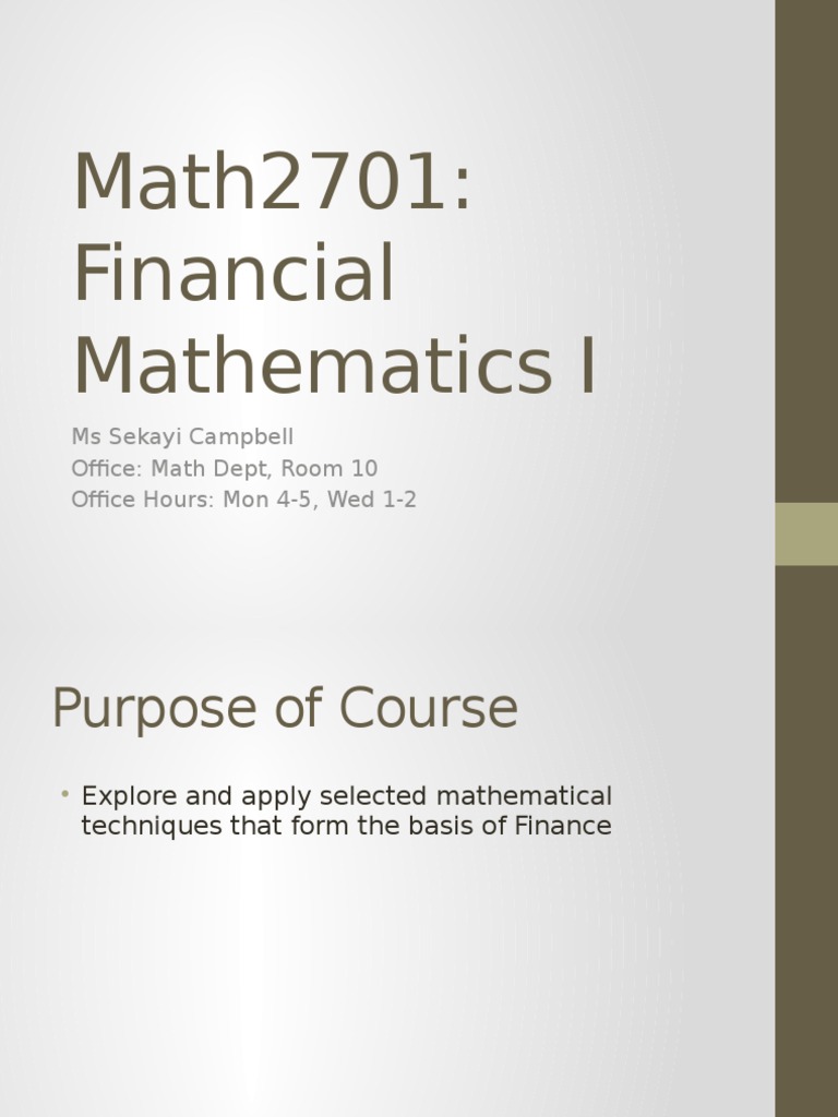 Financial Mathematics I Overview | PDF | Compound Interest | Interest