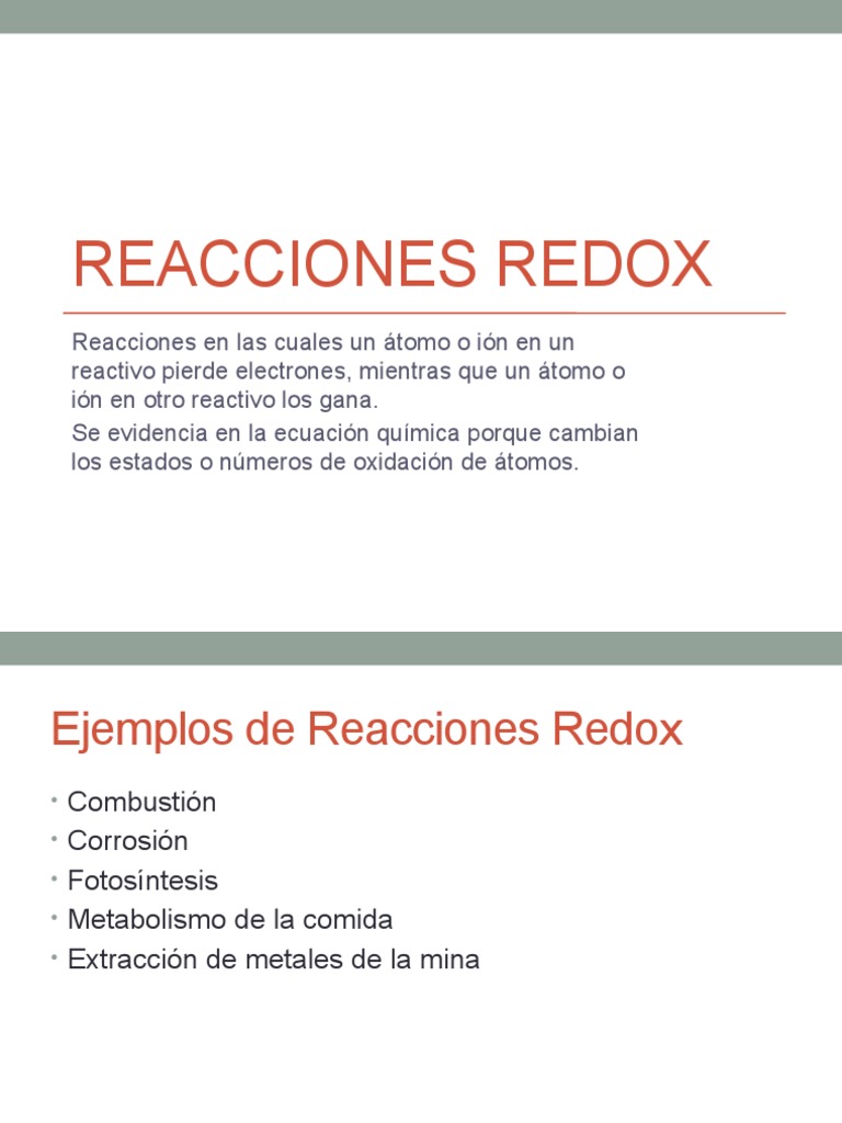 Reacciones Redox | PDF | Redox | Química Física