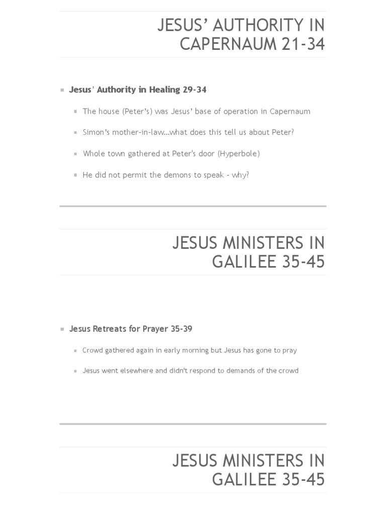 Jesus' Early Ministry Part Two Mark 2.1 - 12 and Part Three 2.13 - 28 ...