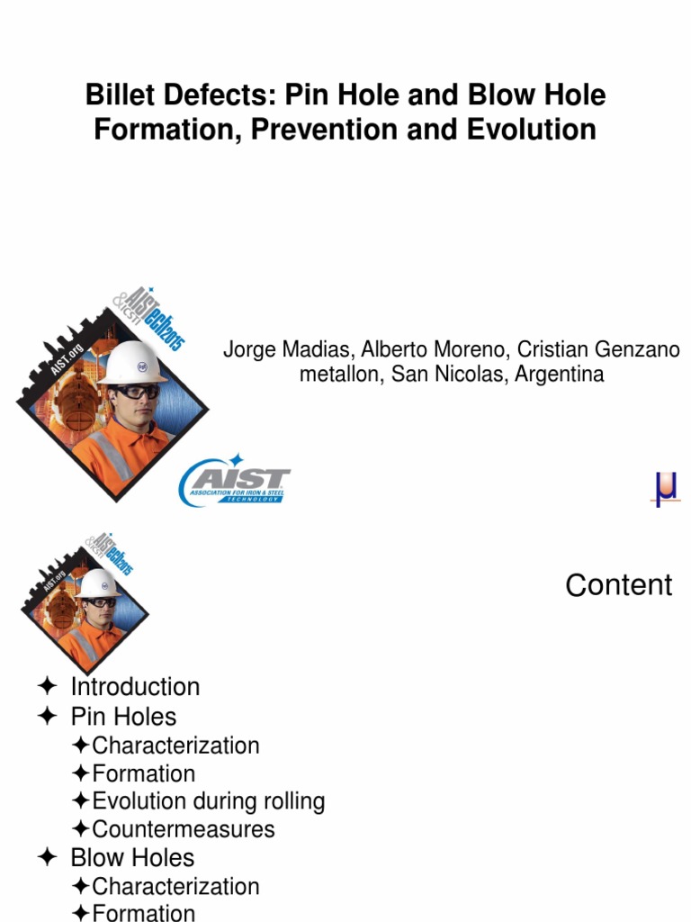 Billet Defects - Pinhole and Blowhole Formation, Prevention and ...