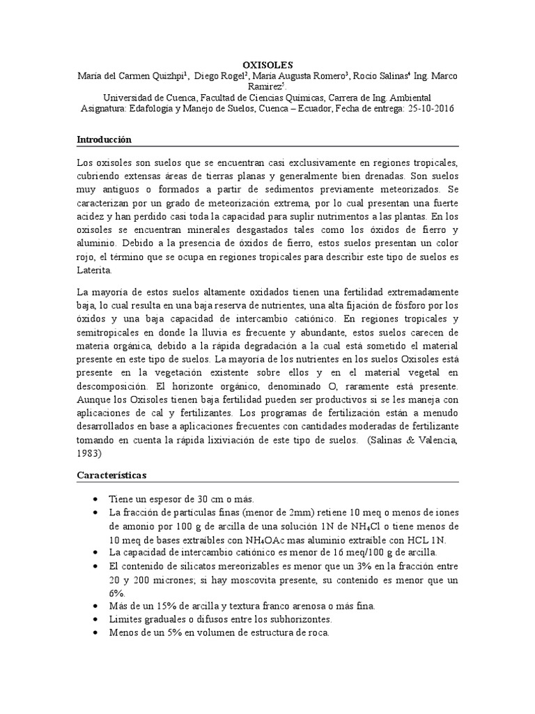 OXISOLES | Zona tropical | Arcilla