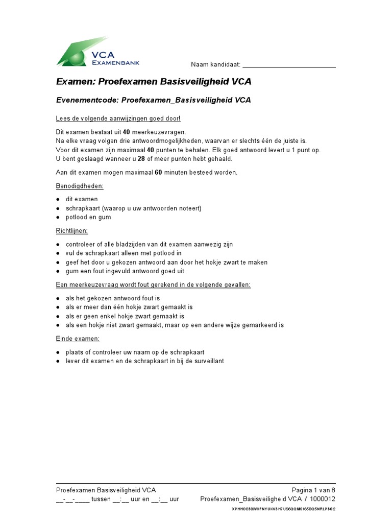 Proefexamen B-VCA Nederlands - 0 PDF | PDF