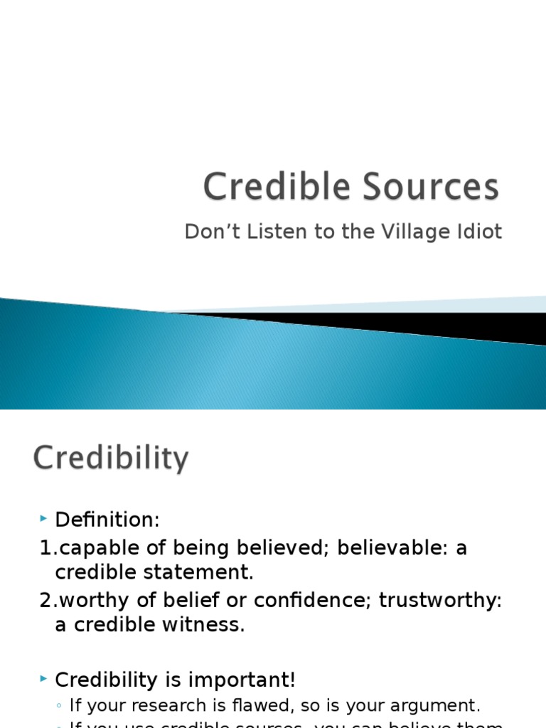 Credible Sources Powerpoint 0 | PDF | Citation | Plagiarism