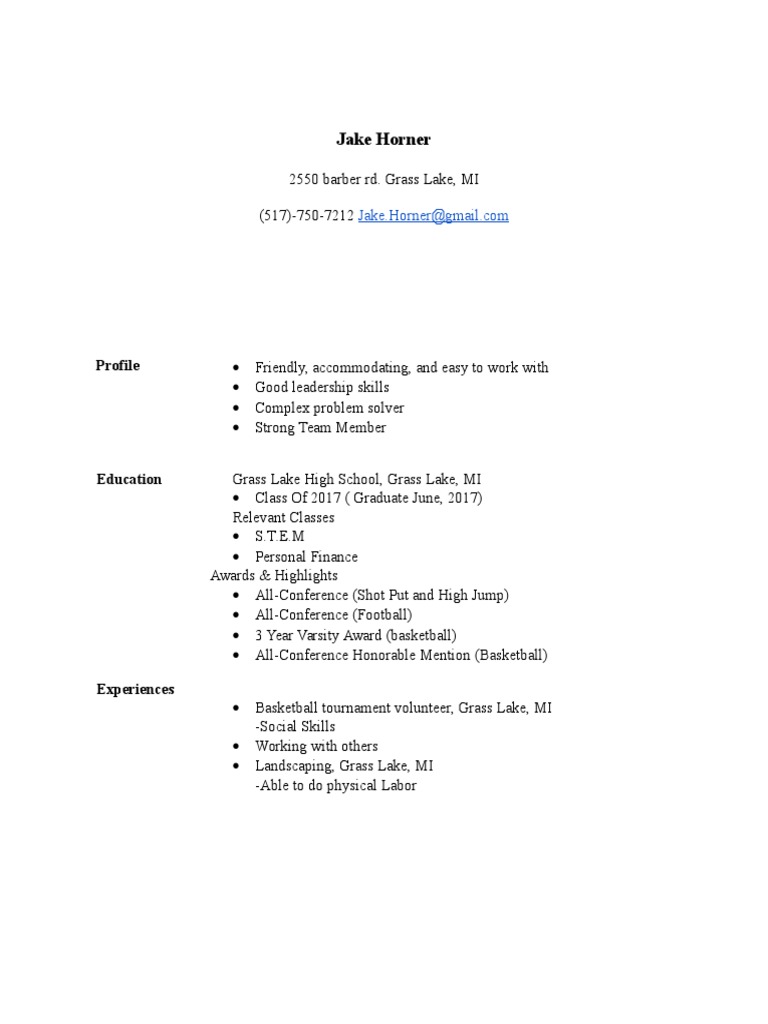 Jake Horner's Athletic Profile | PDF