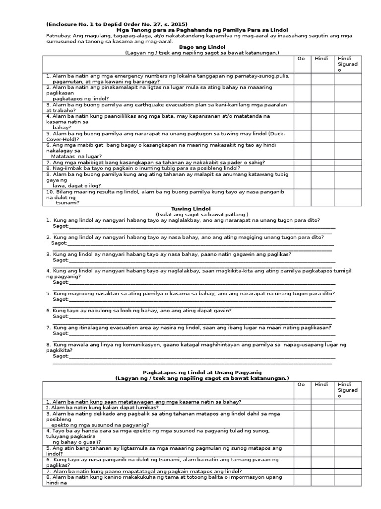 Paghahanda NG Pamilya para Sa Lindol | PDF
