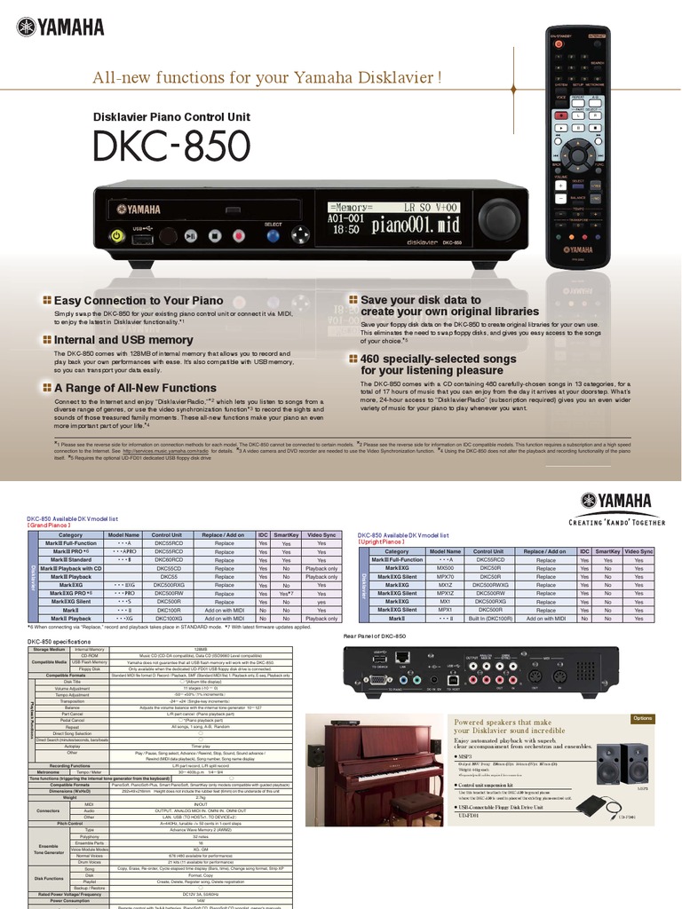 Disklavier Piano Control Unit DKC-850 | PDF | Computer Engineering ...