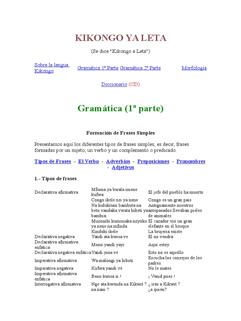 Kikongo Ya Leta | Descargar gratis PDF | Verbo | Morfología Lingüística