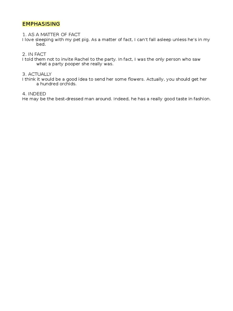 Emphasizing Matter-of-Fact Statements | PDF | General Fiction