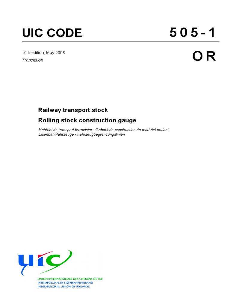UIC 505-1 CONSTRUCTION GAUGE.pdf | Suspension (Vehicle) | Track Gauge
