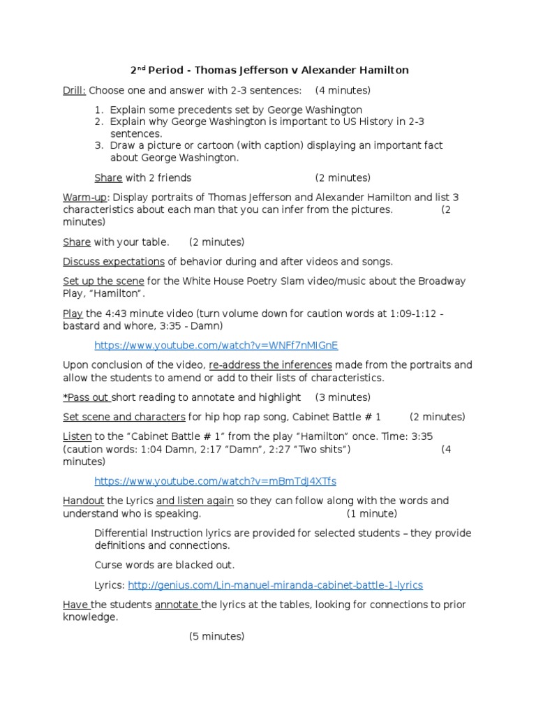 Middle School History Lesson | PDF | Language Arts & Discipline