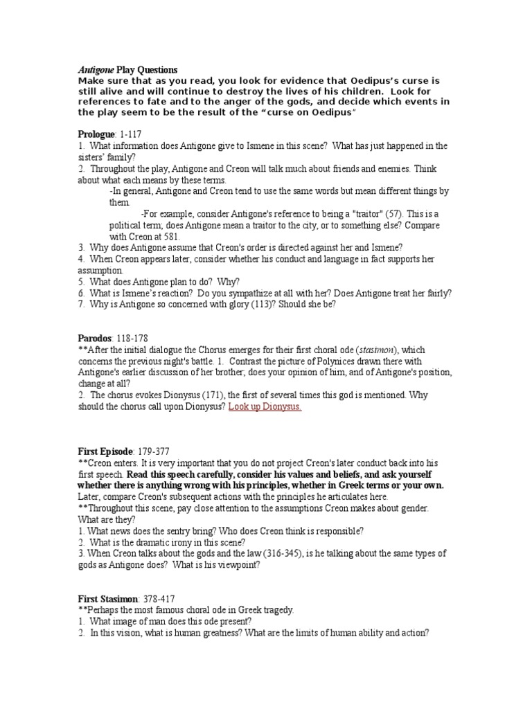 Antigone Questions FULL | Download Free PDF | Apollo | Ancient Greek ...
