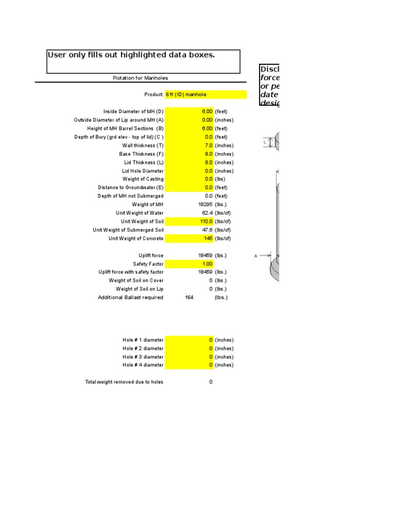 Precast Concrete Manhole Bouyancy Calculator | PDF | Precast Concrete ...