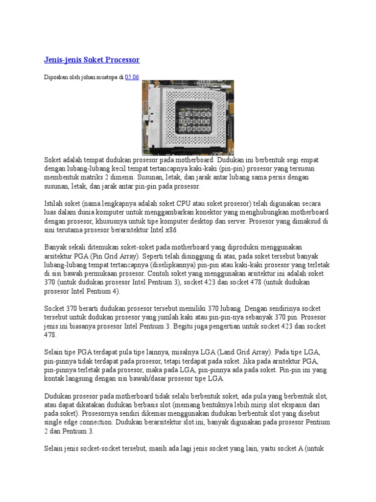 Jenis-Jenis Soket Processor | PDF