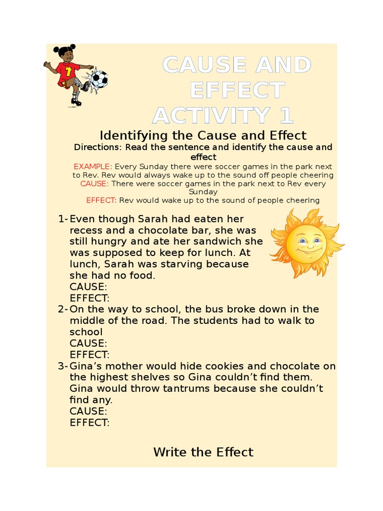 Cause and Effect Activity Guide | PDF | Language Arts & Discipline ...