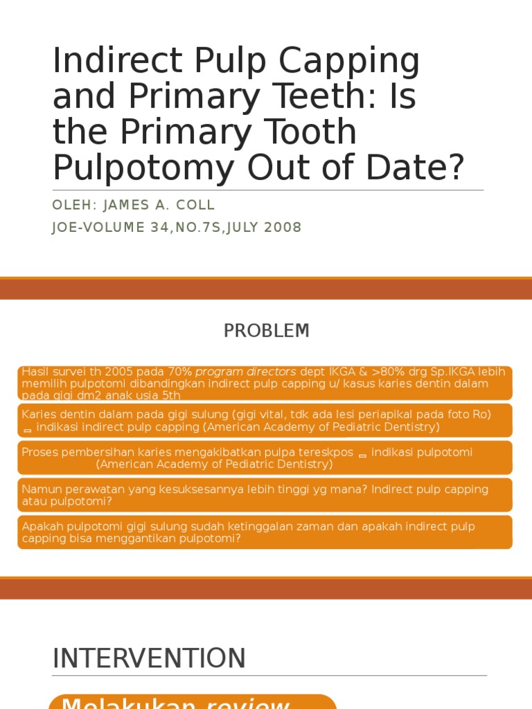 Indirect Pulp Capping and Primary Teeth | PDF
