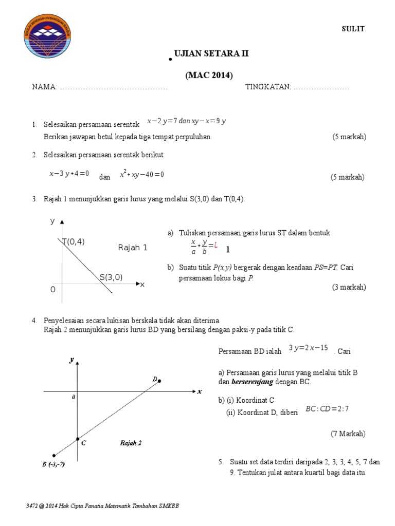 Setara 2 Add Math | PDF